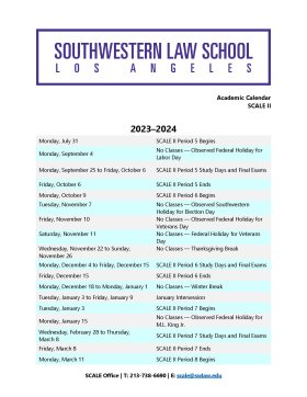 Academic Calendars | Southwestern Law School