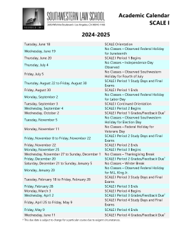 Academic Calendars | Southwestern Law School