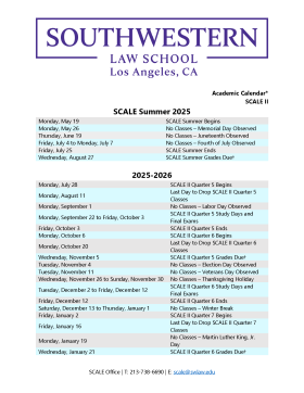 Academic Calendars | Southwestern Law School